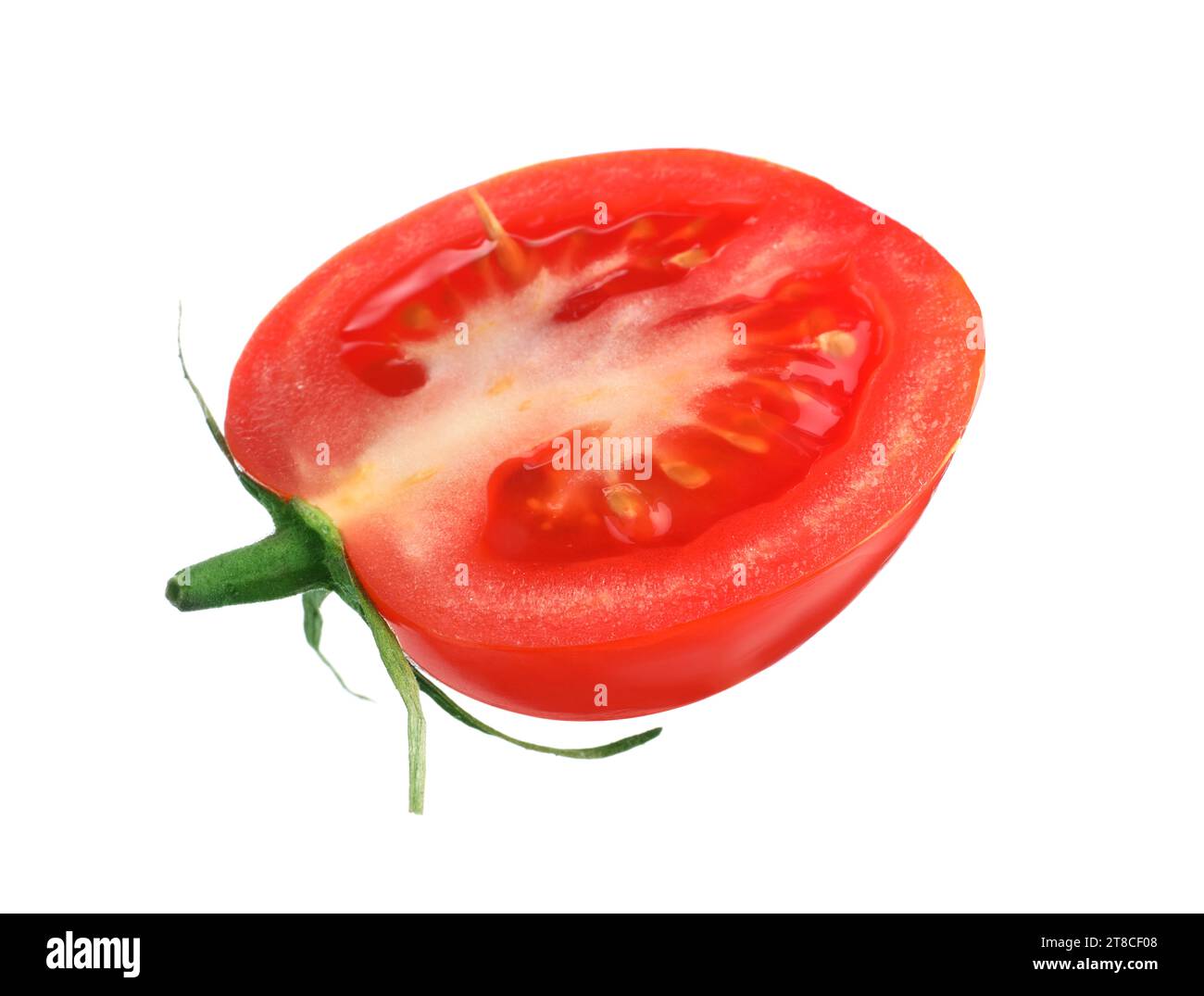 Half of red ripe tomato isolated on white Stock Photo - Alamy