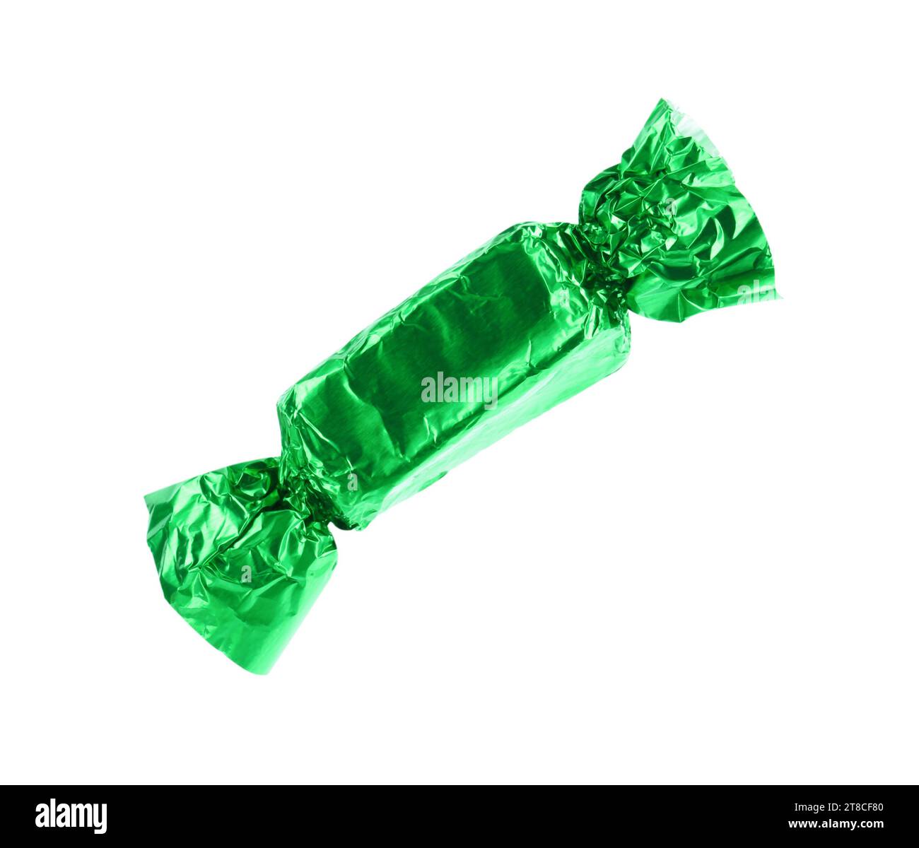 Tasty candy in green wrapper isolated on white Stock Photo - Alamy