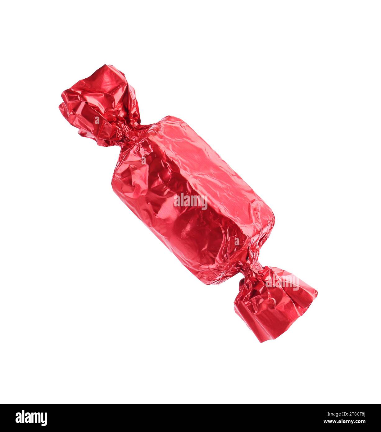 Tasty candy in red wrapper isolated on white Stock Photo - Alamy