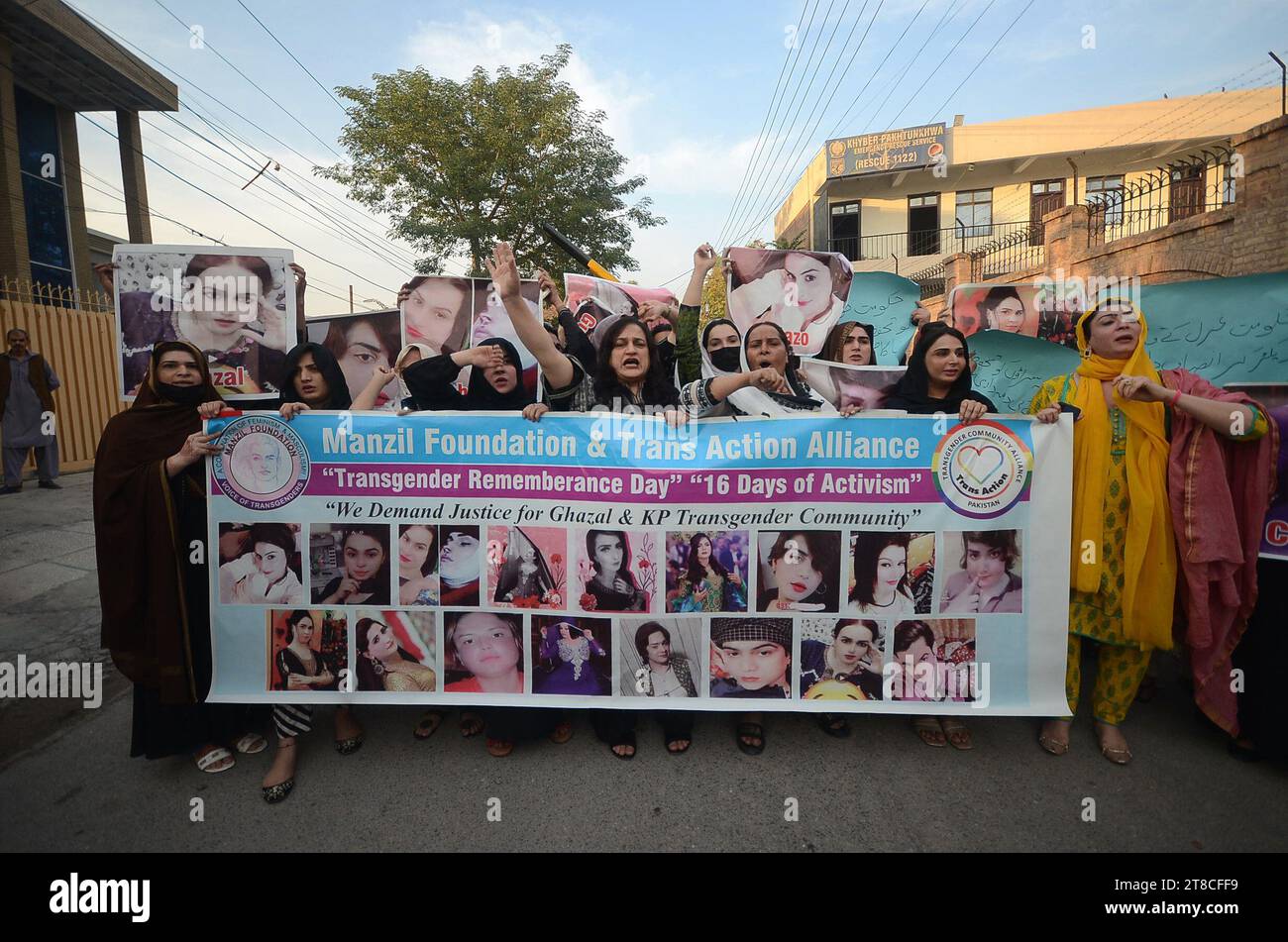 Peshawar, Pakistan. 17th Nov, 2023. Members of the transgender ...
