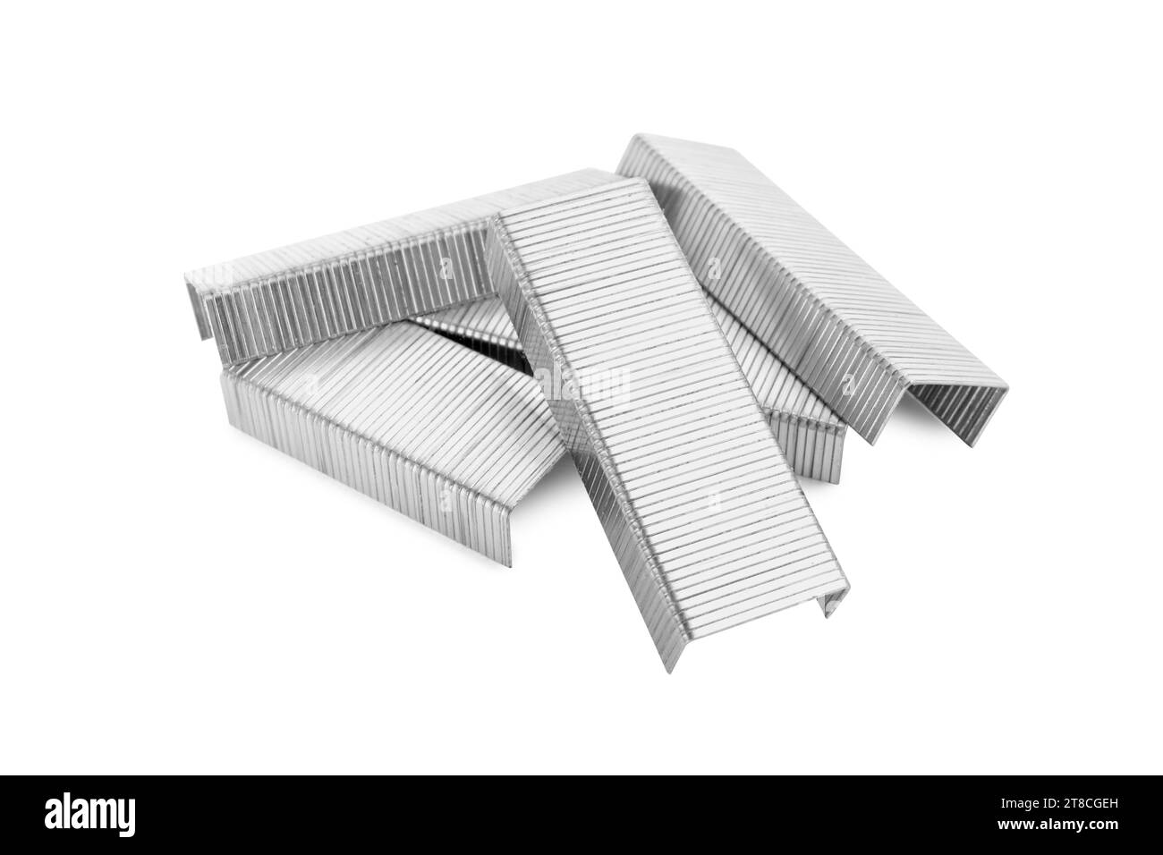 Staple gun refills on white background. Office supplies Stock Photo - Alamy