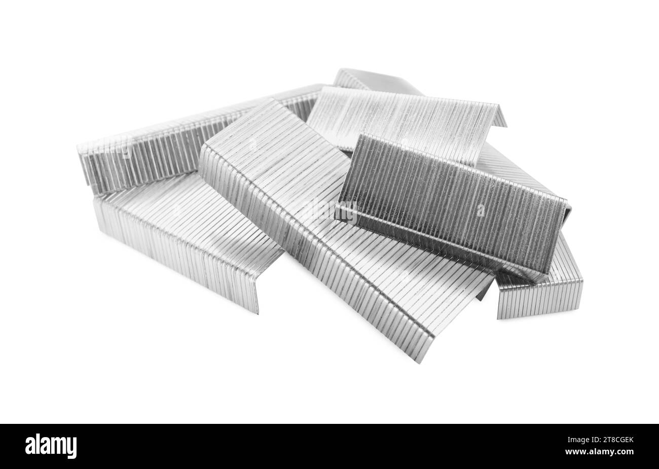 Staple gun refills on white background. Office supplies Stock Photo - Alamy