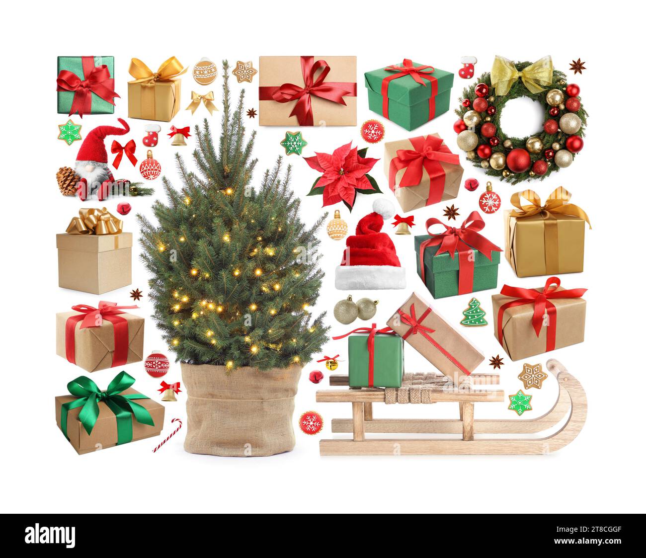 Christmas celebration stuff isolated on white, collection Stock Photo ...