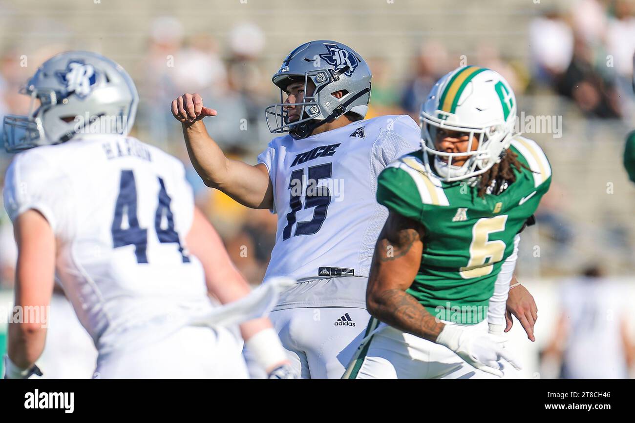 November 18,2023: Rice University junior Tim Horn (15) kicks field goal ...