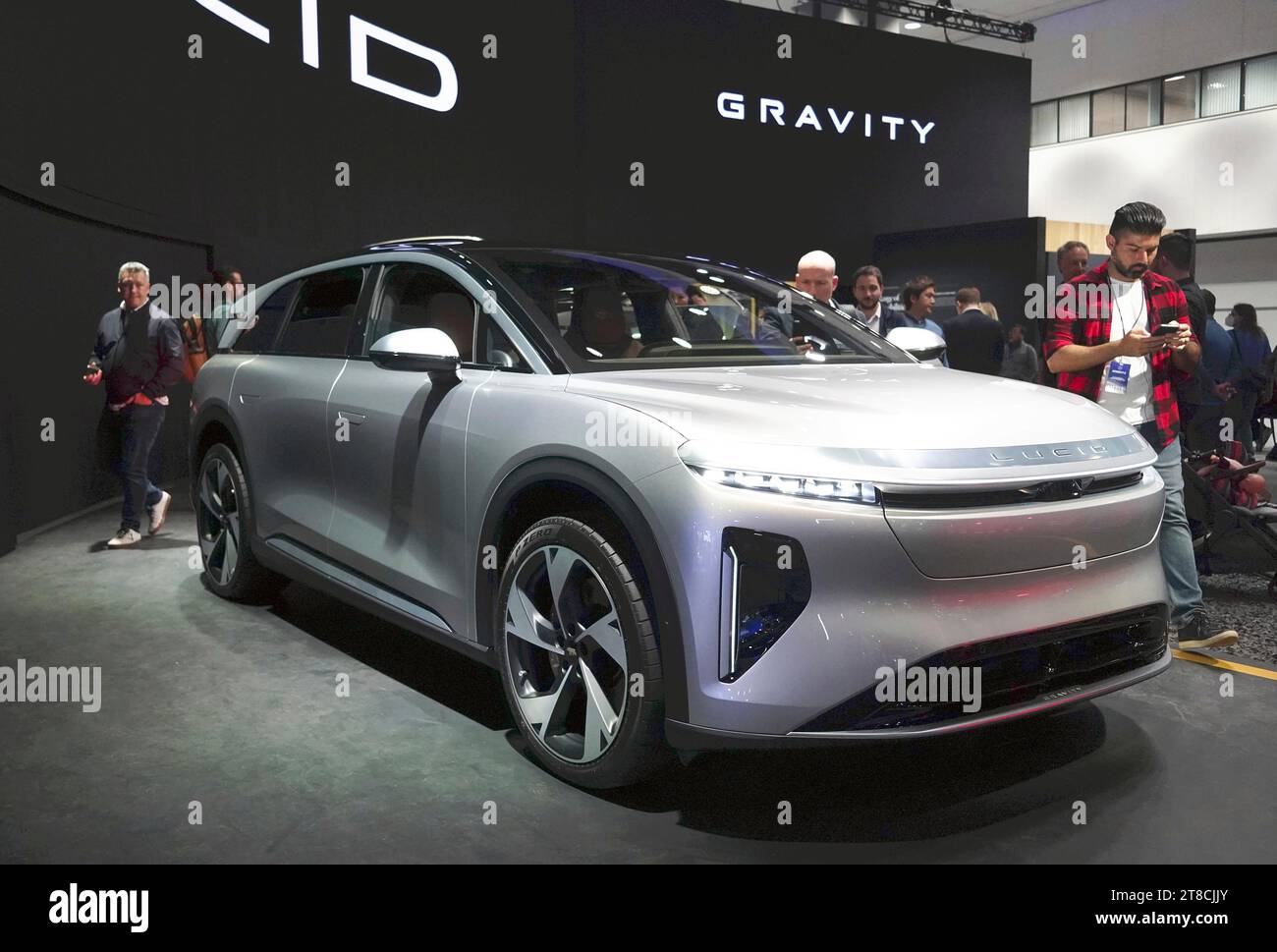 Lucid Motors' new electric vehicle (EV) is displayed during the Los ...
