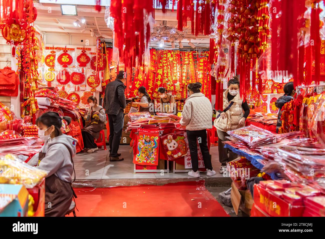 SHEN ZHEN,CHINA - January 13,2023: People buying Tradition decoration ...