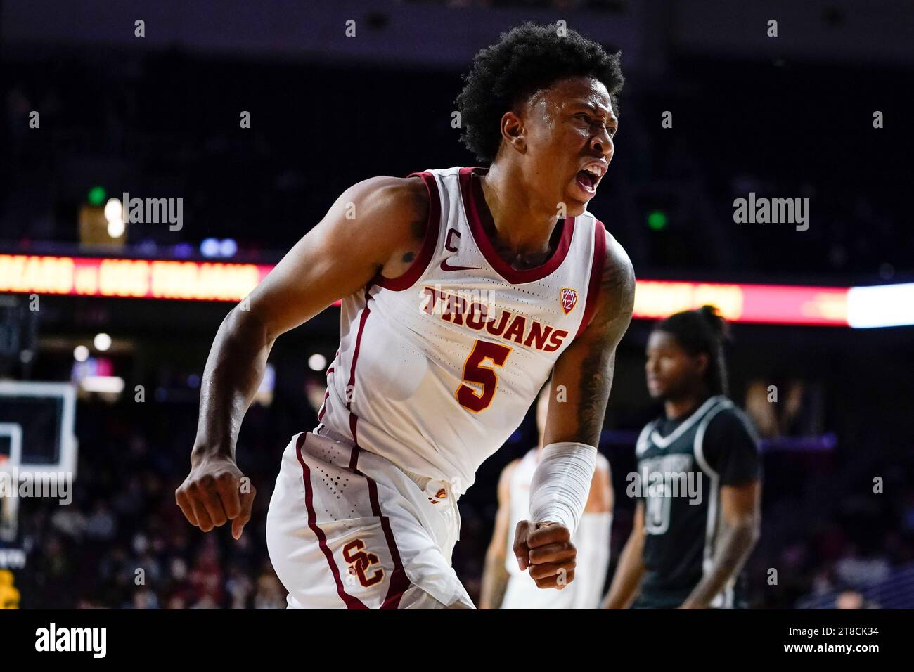 Southern California guard Boogie Ellis reacts after drawing a call ...