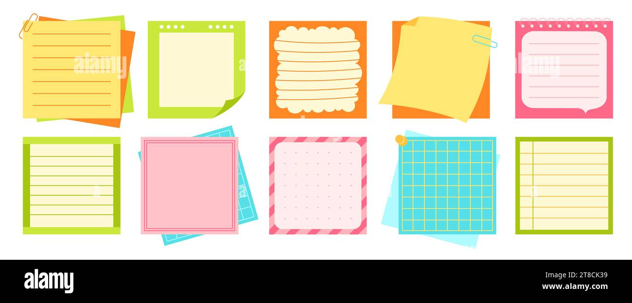 Paper sticky notes, Notepaper Sticker Notepads set. Sheet list posts ...