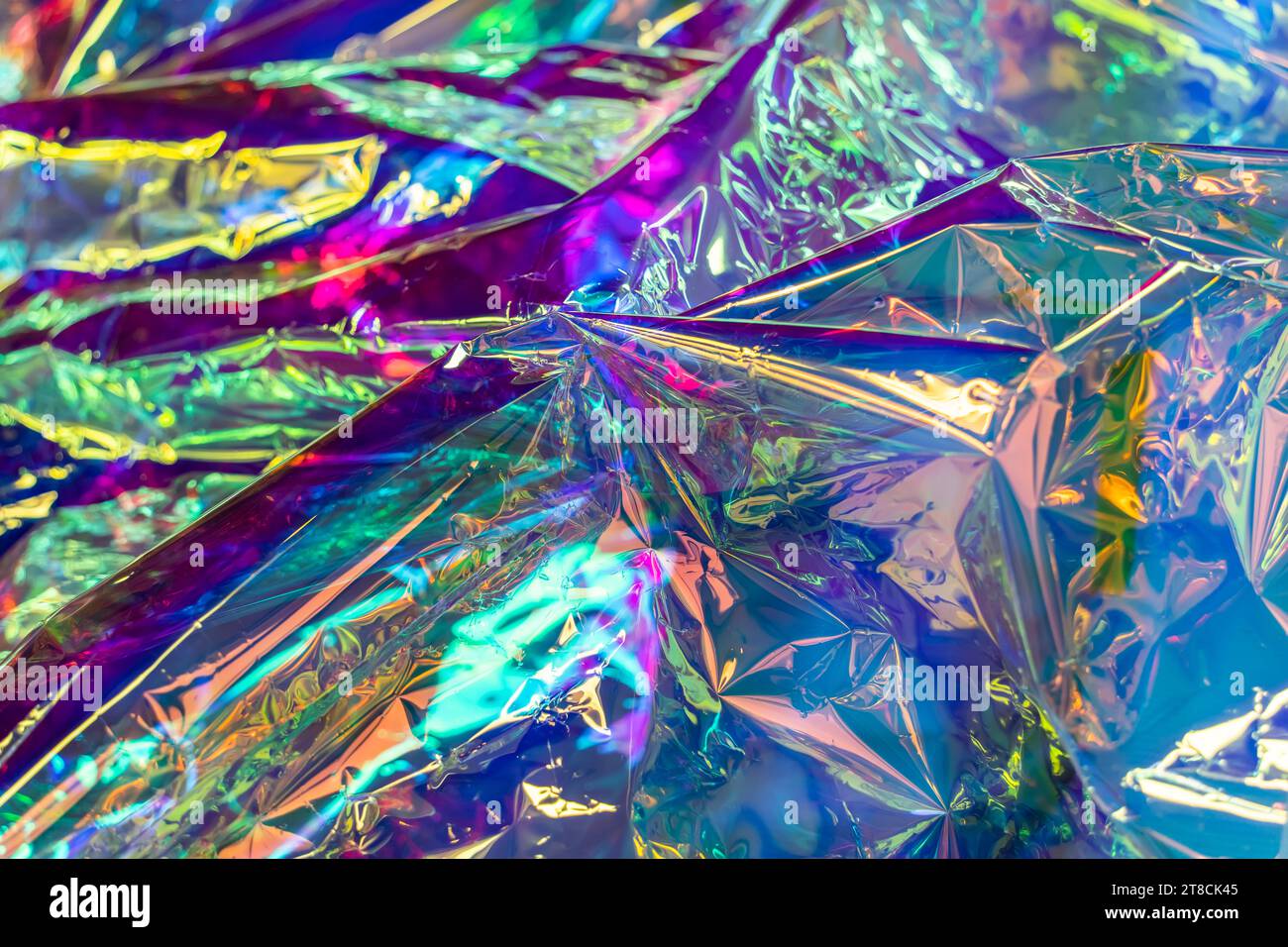 Holographic plastic wrinkled film with contrast light reflections Stock ...