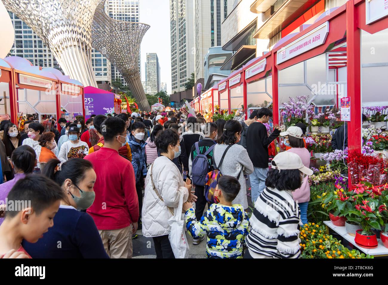 SHEN ZHEN,CHINA - January 19,2023: People shop for flowers for Chinese ...