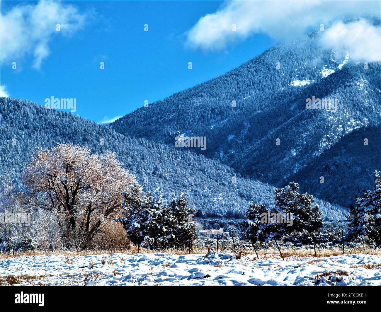 Snow covered hills near Taos, New Mexico Stock Photo - Alamy