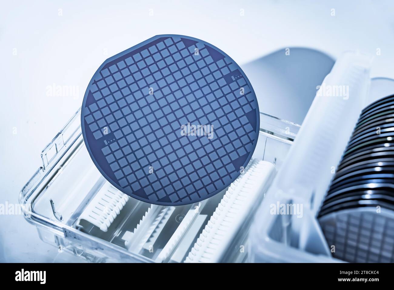 patterned silicon wafers in a universal pod. Electronic circuit designs ...