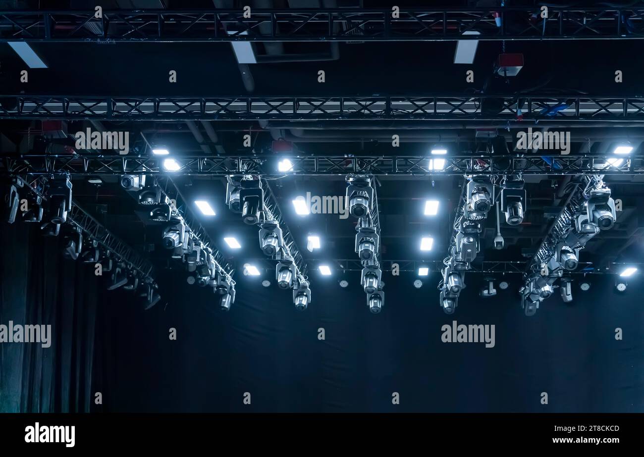 spotlights on a theatre stage Stock Photo - Alamy