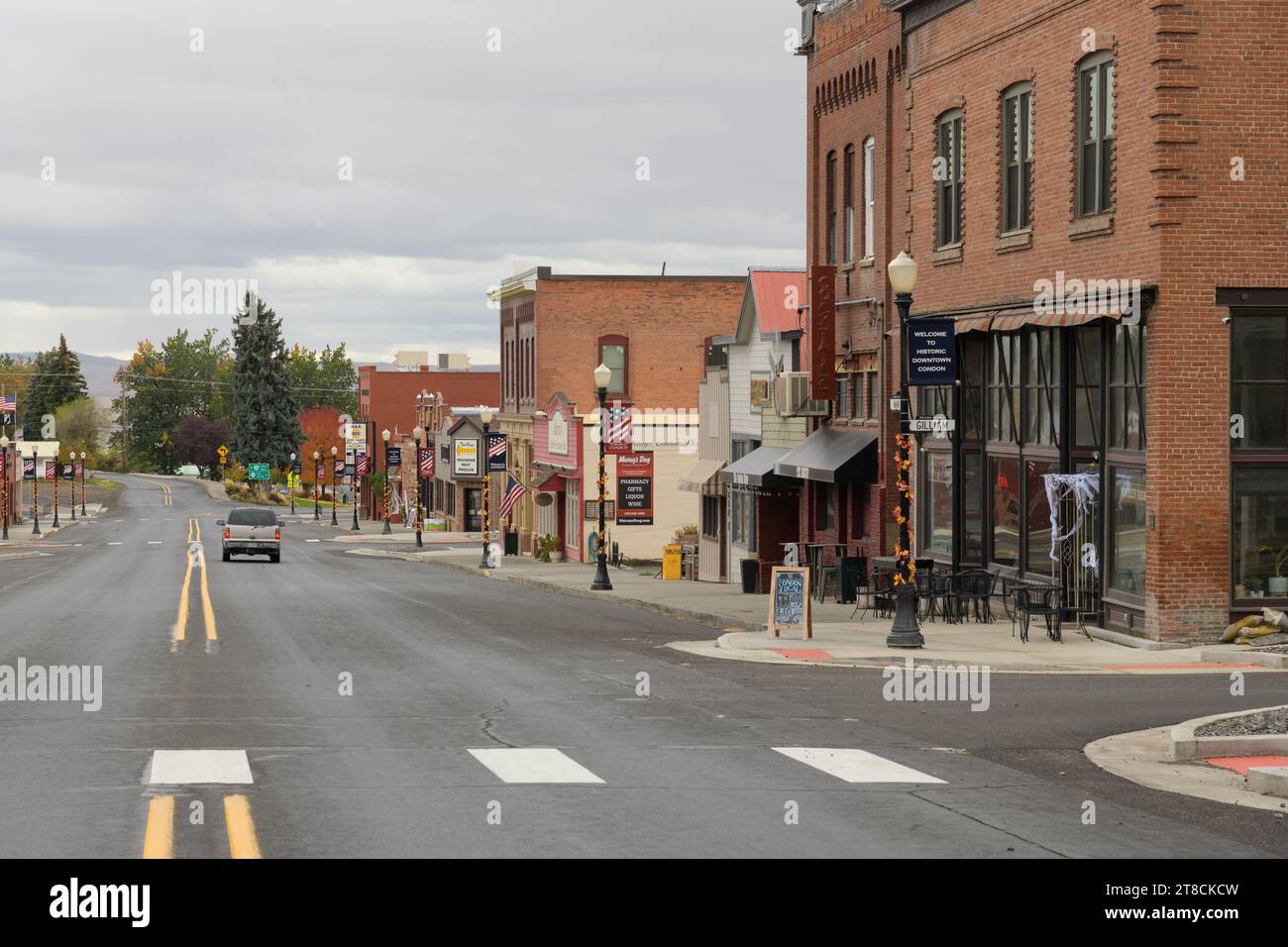 Condon, OR, USA - October 11, 2023; Cityscape of Main Street in rural ...
