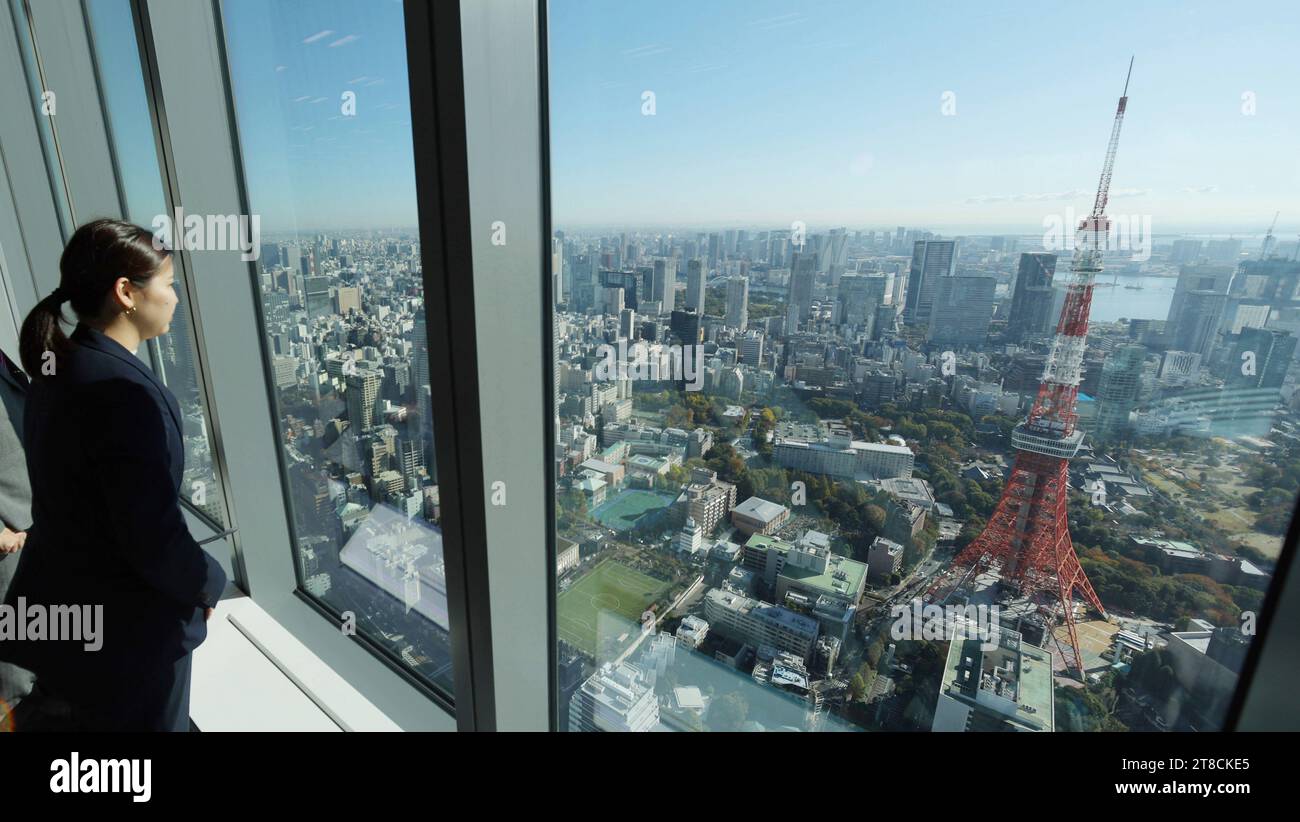 Tokyo Tower is seen from Azabudai Hills Mori JP Tower in Tokyo on Nov ...