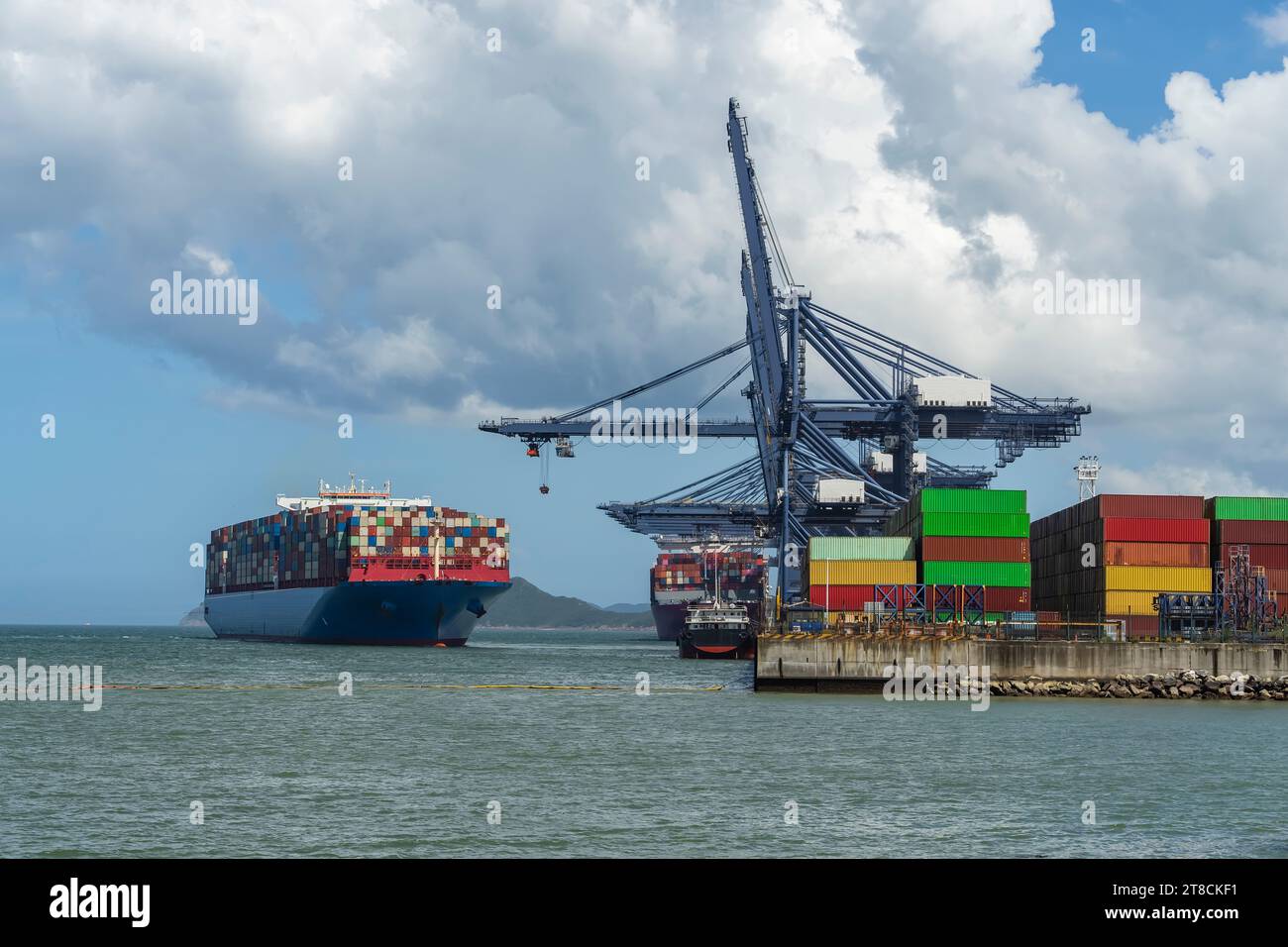 Manufacturing logistics cargo container ship at ship port in Yantian ...