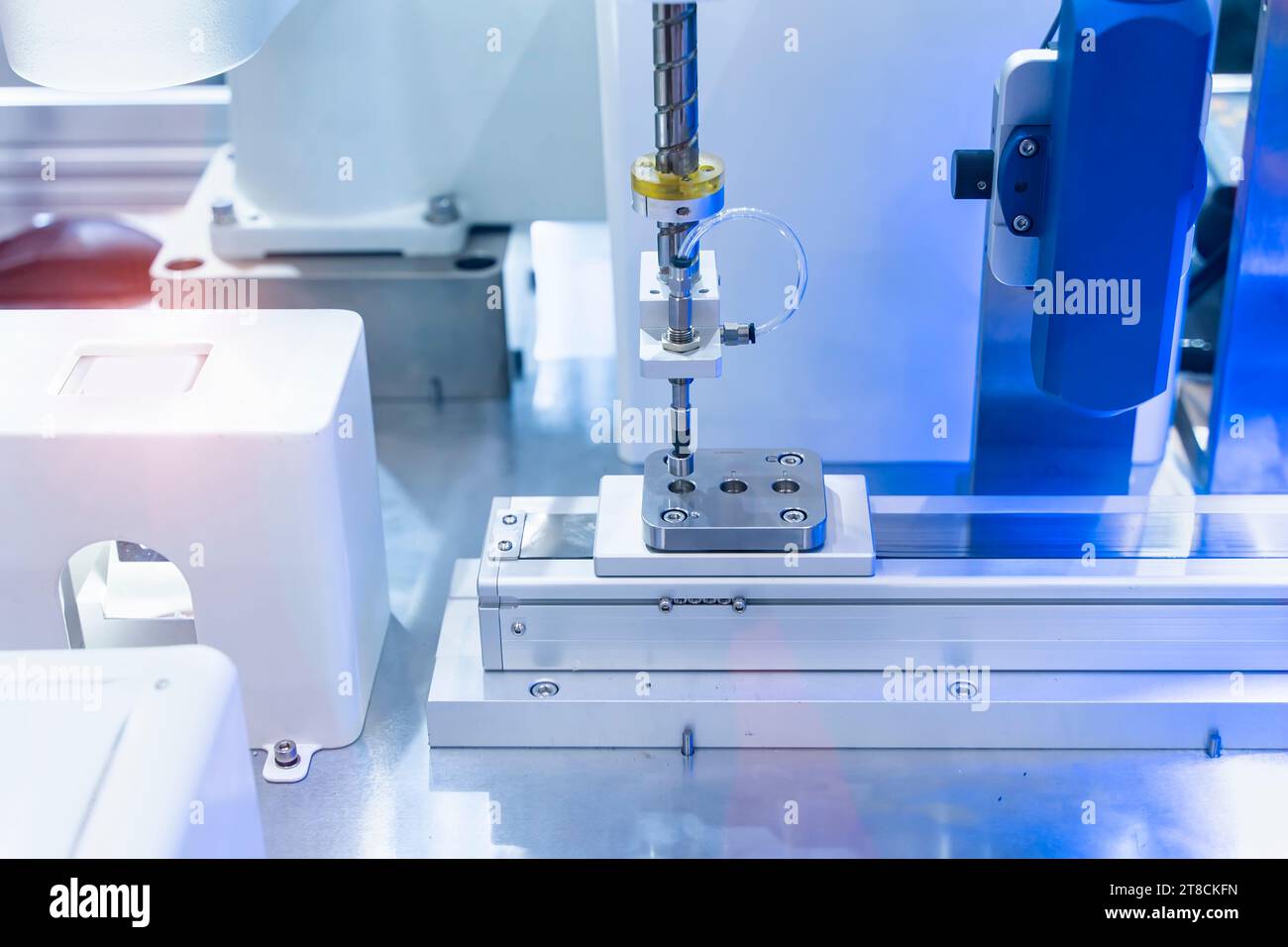 robotic pneumatic piston sucker unit on industrial machine,automation ...