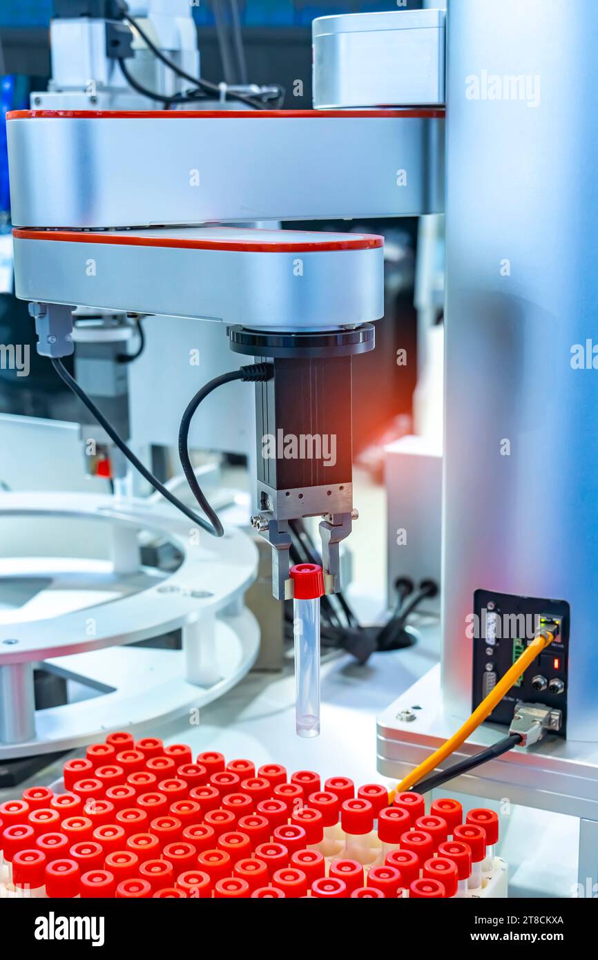 Robot arm with test tube for biological experiments in laboratory Stock ...