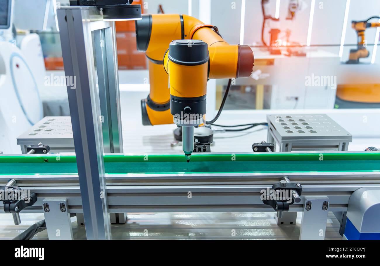 robotic and pneumatic piston sucker unit on industrial machine ...