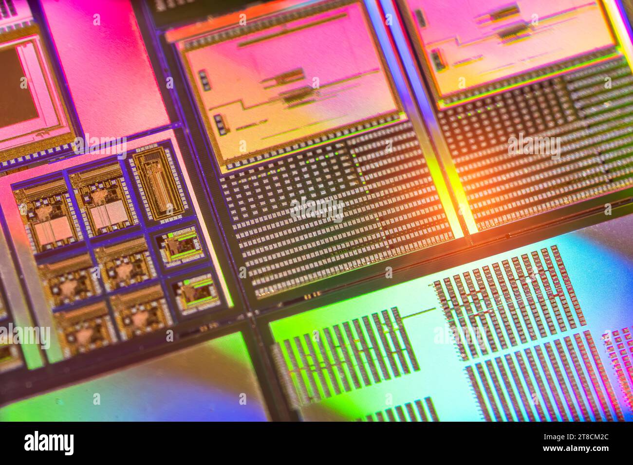 Silicon Wafers with microchips used in electronics for the fabrication ...
