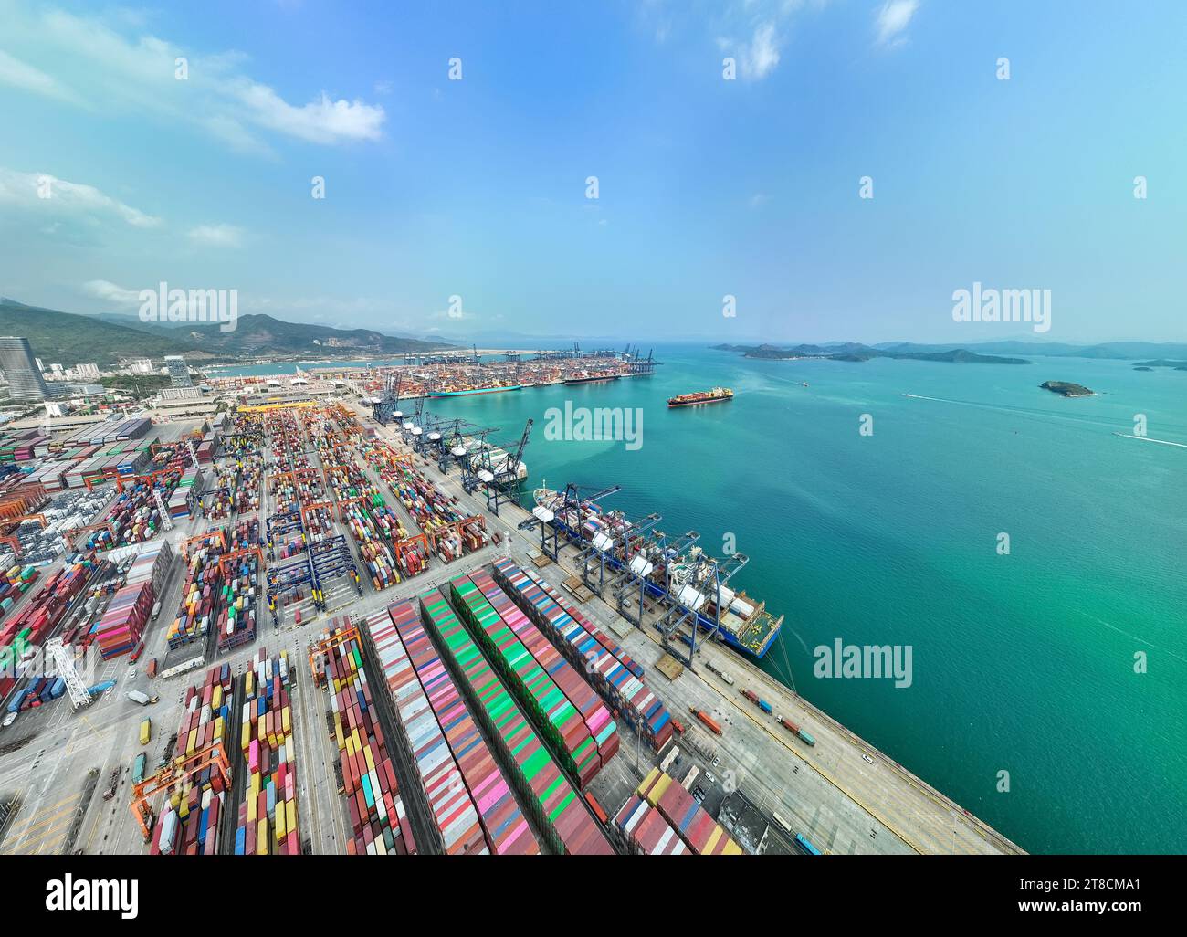 Aerial view of Manufacturing logistics cargo container ship at ship ...