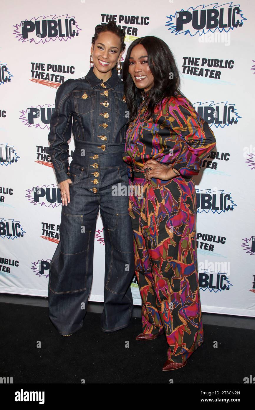 Alicia Keys, left, and Angela Bassett attend the "Hell's Kitchen" Off ...