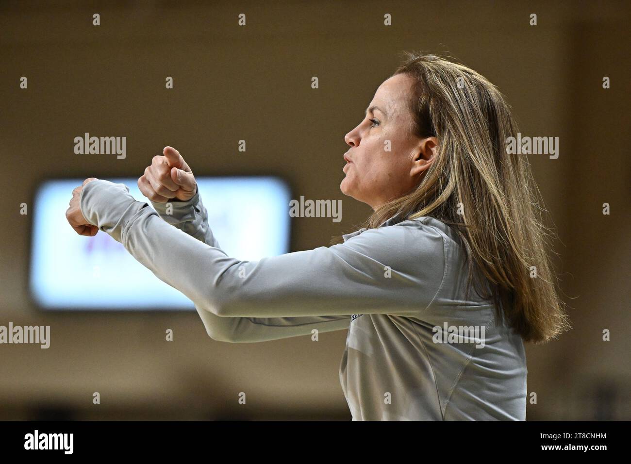 Montana State Bobcats head coach Ellen Kreighbaum directs players ...