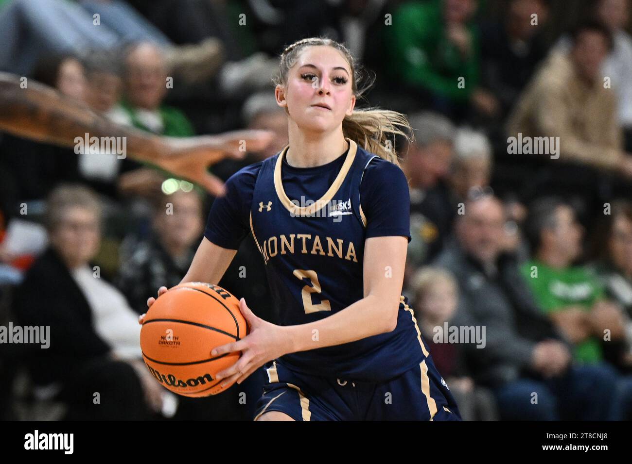 Montana State Bobcats guard Natalie Picton (2) looks to pass during an ...
