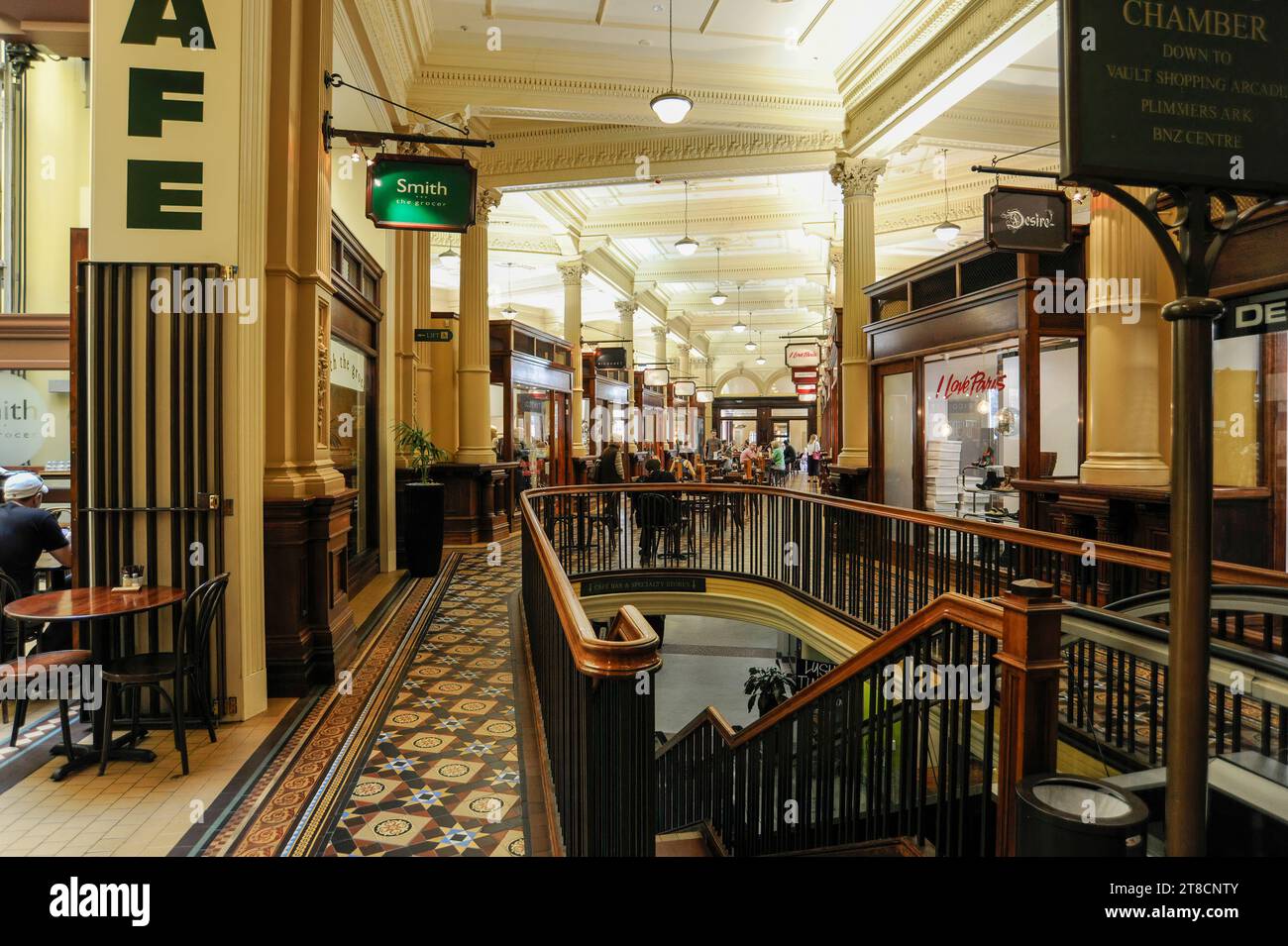 Interior view, Old Bank Arcade shopping arcade, Wellington New Zealand ...
