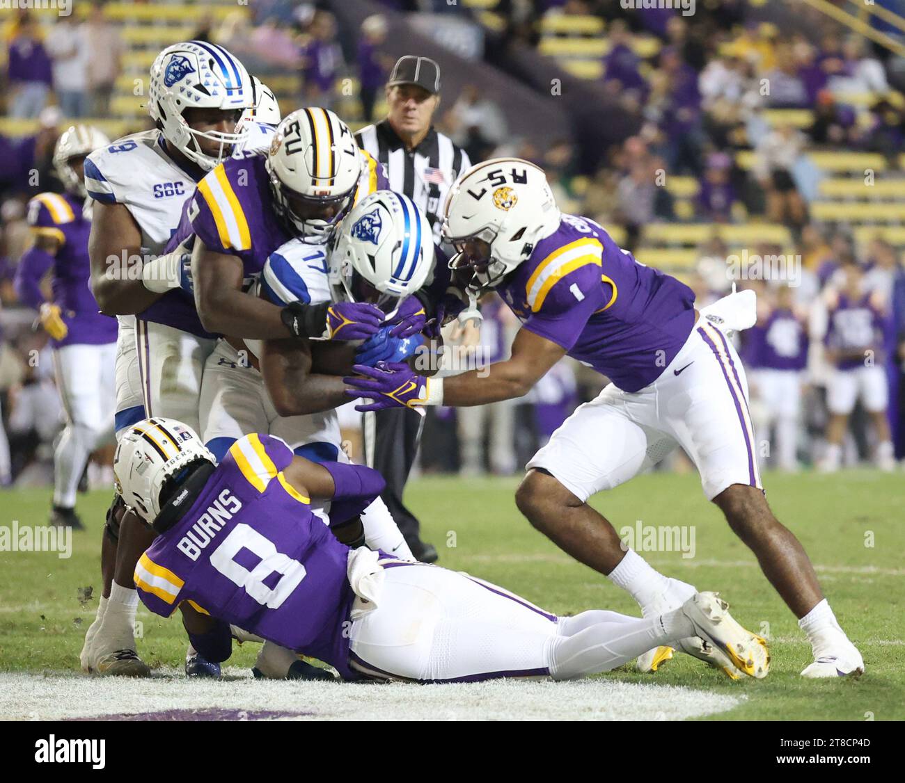 Baton Rouge, USA. 19th Nov, 2023. LSU Tigers defensive end Ovie Oghoufo ...