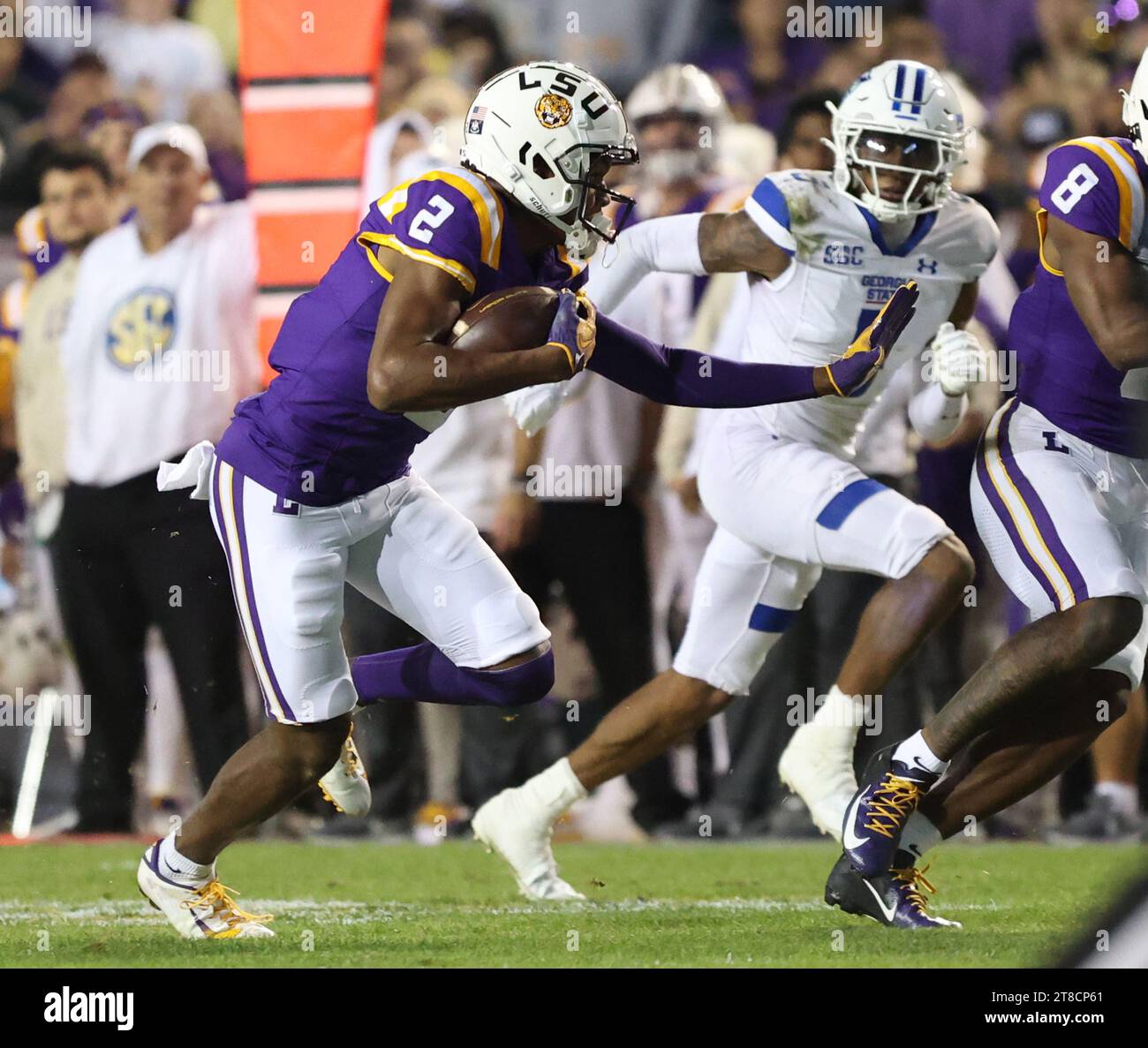 Baton Rouge, USA. 18th Nov, 2023. LSU Tigers wide receiver Kyren Lacy ...