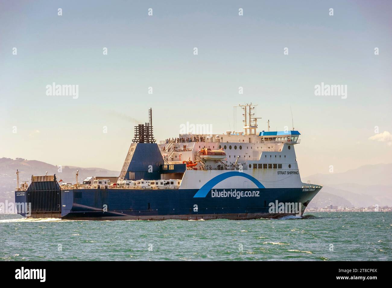 Bluebridge line Cook Strait ferry departs Wellington New Zealand on ...