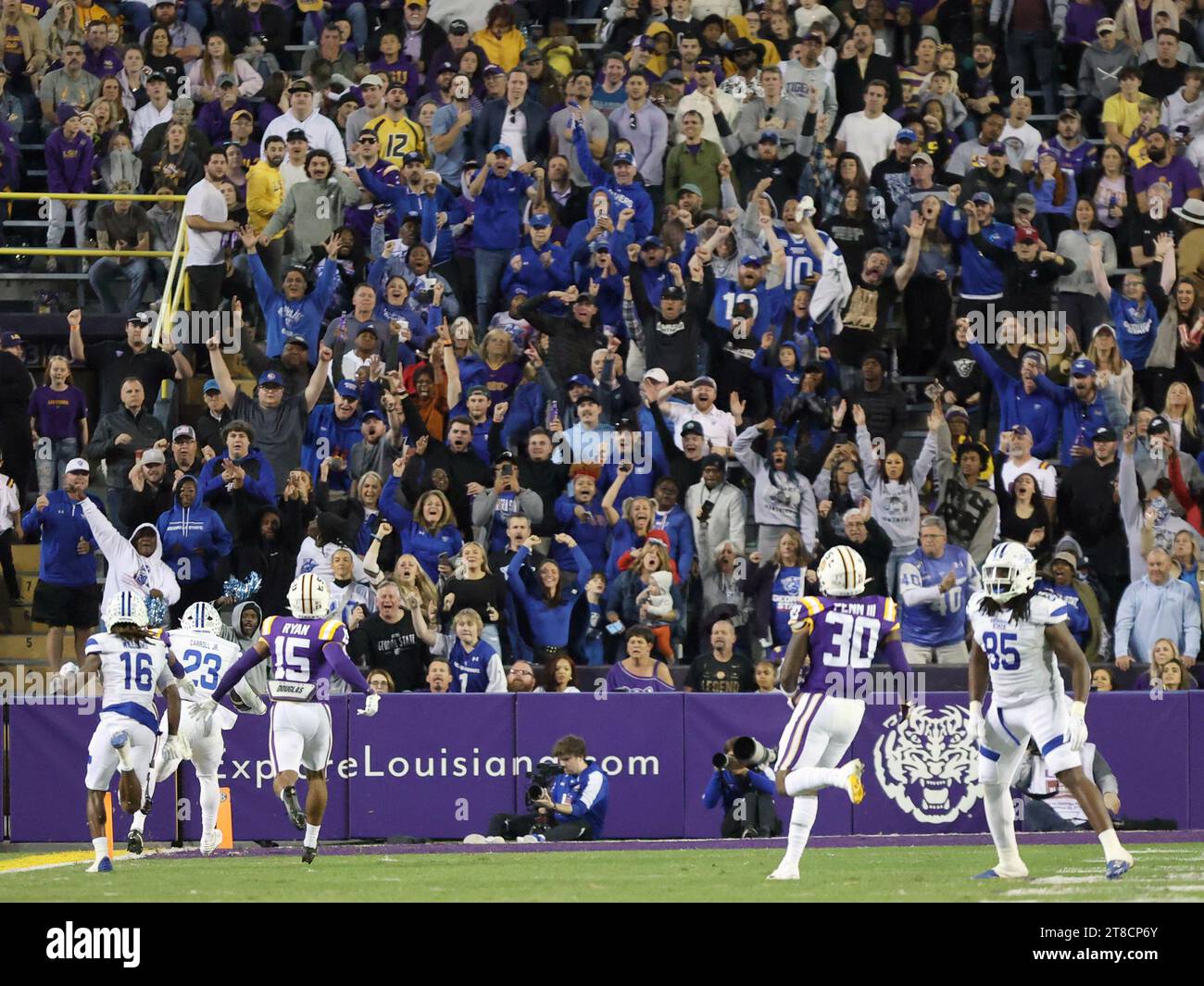 Baton Rouge, USA. 18th Nov, 2023. The Georgia State Panthers fans react ...
