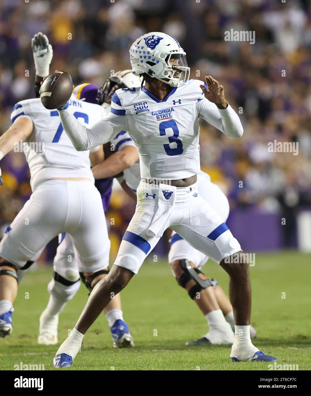 Baton Rouge, USA. 18th Nov, 2023. Georgia State Panthers quarterback ...