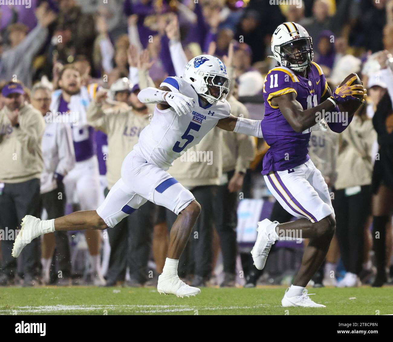 Baton Rouge, USA. 18th Nov, 2023. LSU Tigers wide receiver Brian Thomas ...
