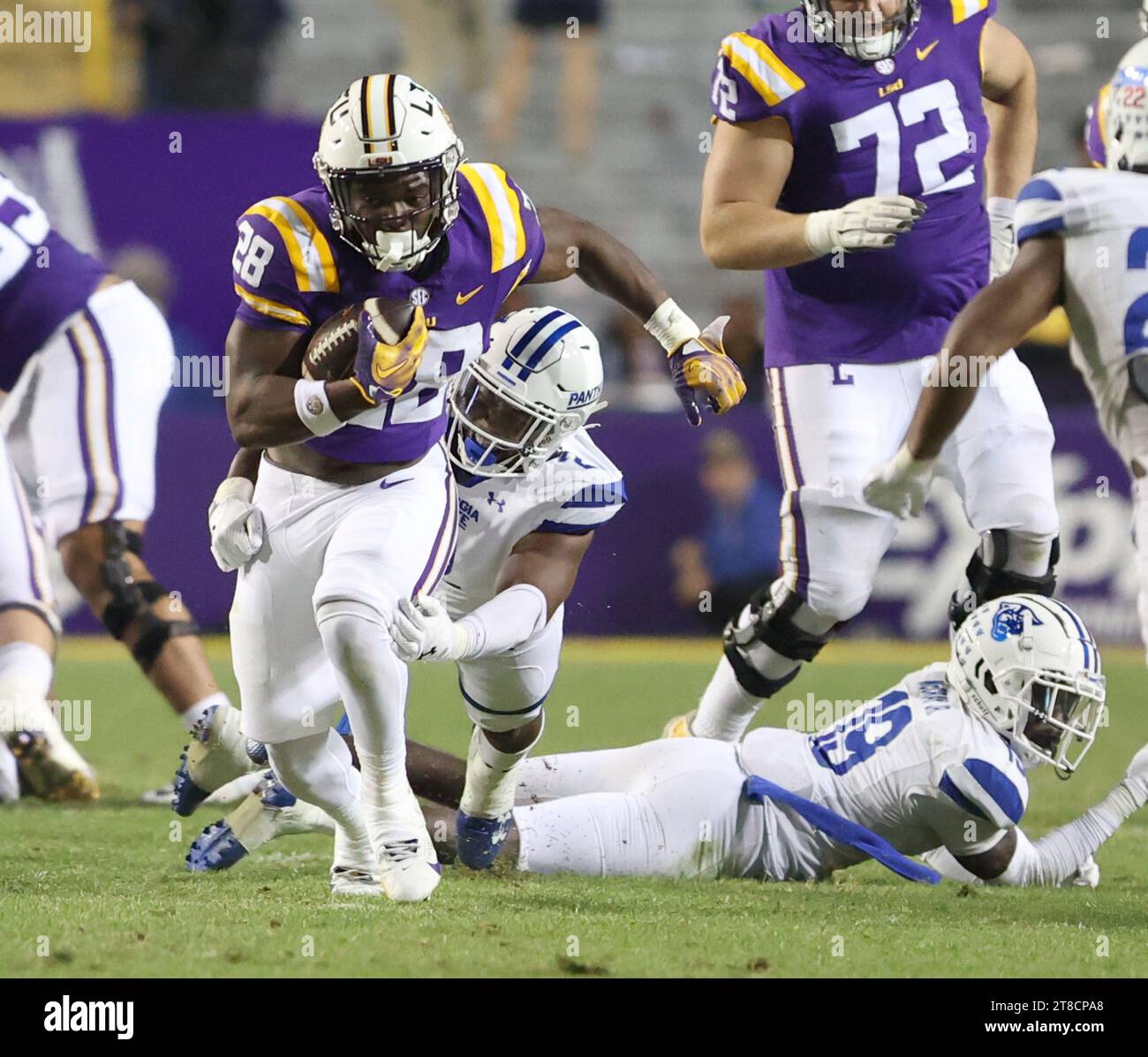 Baton Rouge, USA. 18th Nov, 2023. LSU Tigers running back Kaleb Jackson ...