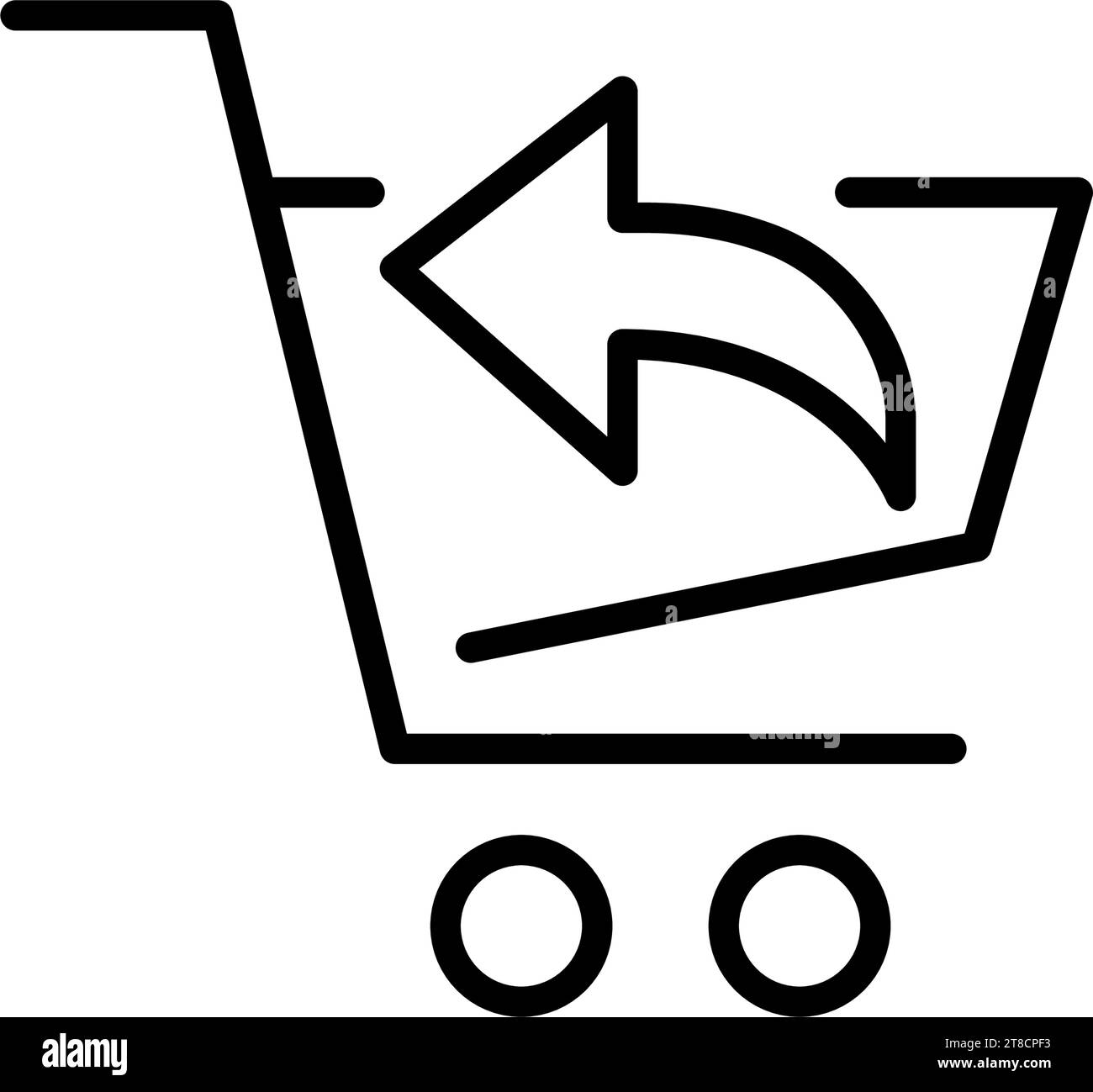 Shopping cart with return arrow symbol. Store order refund. Pixel ...