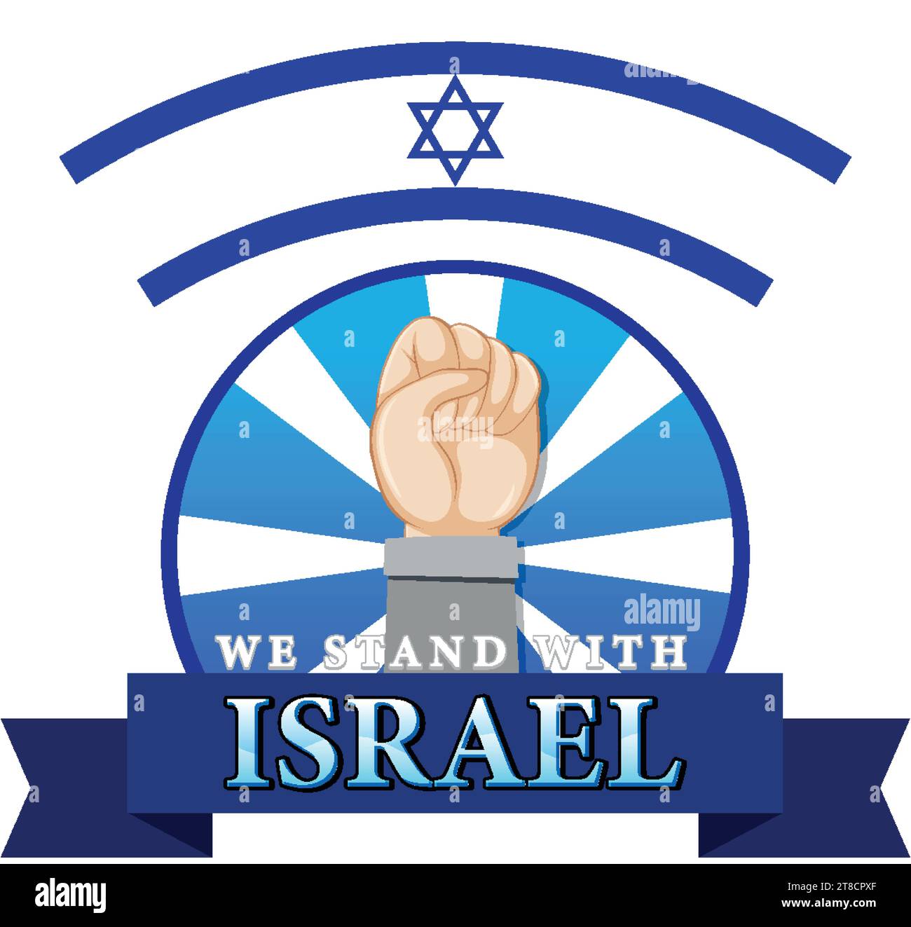 A vector cartoon illustration showing support for Israel with the flag ...