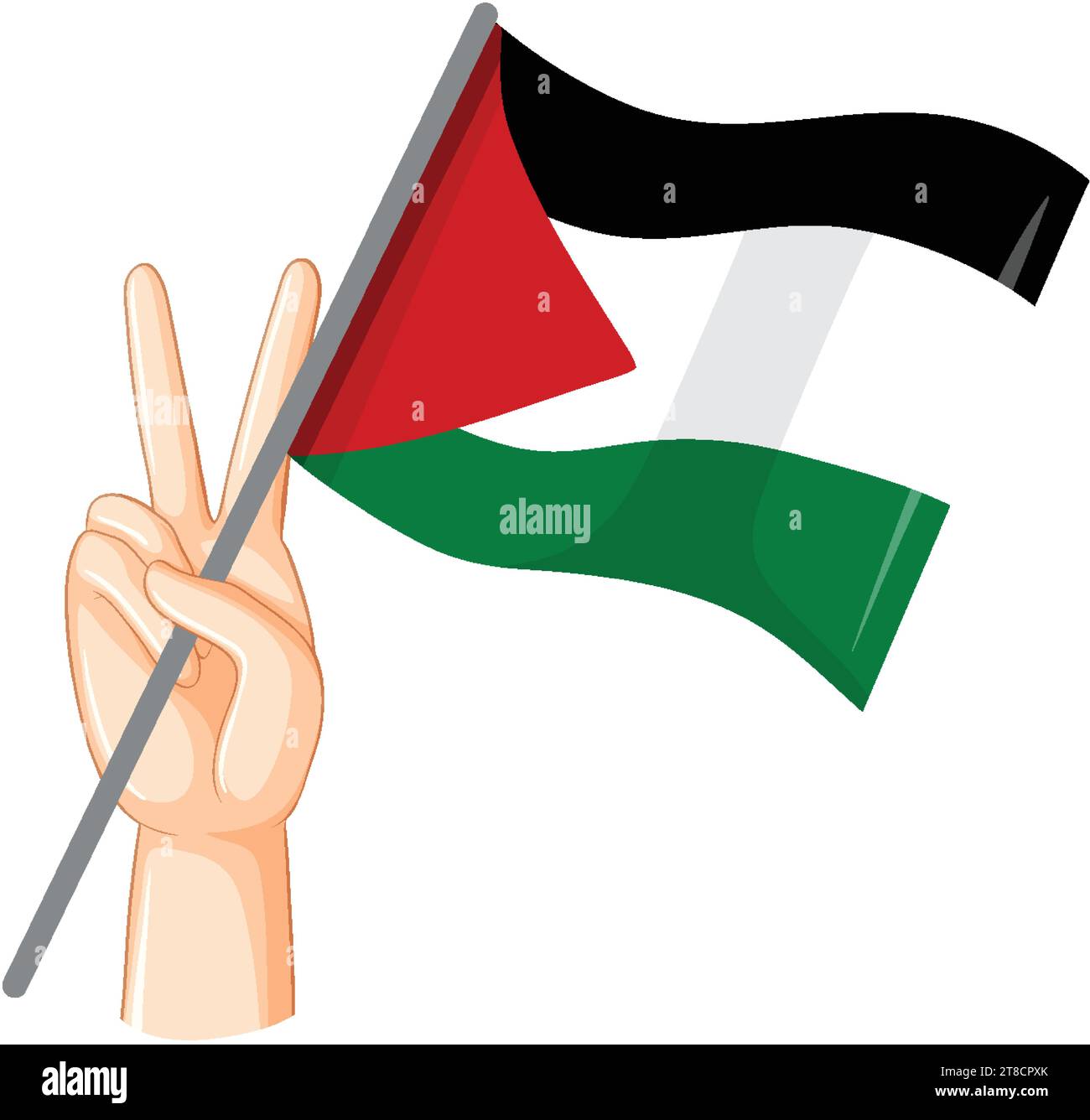 Illustration of Palestine flag in cartoon style with peace sign Stock ...