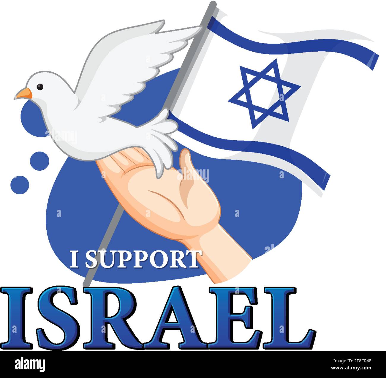 Illustrated cartoon-style image showing support for Israel with text ...