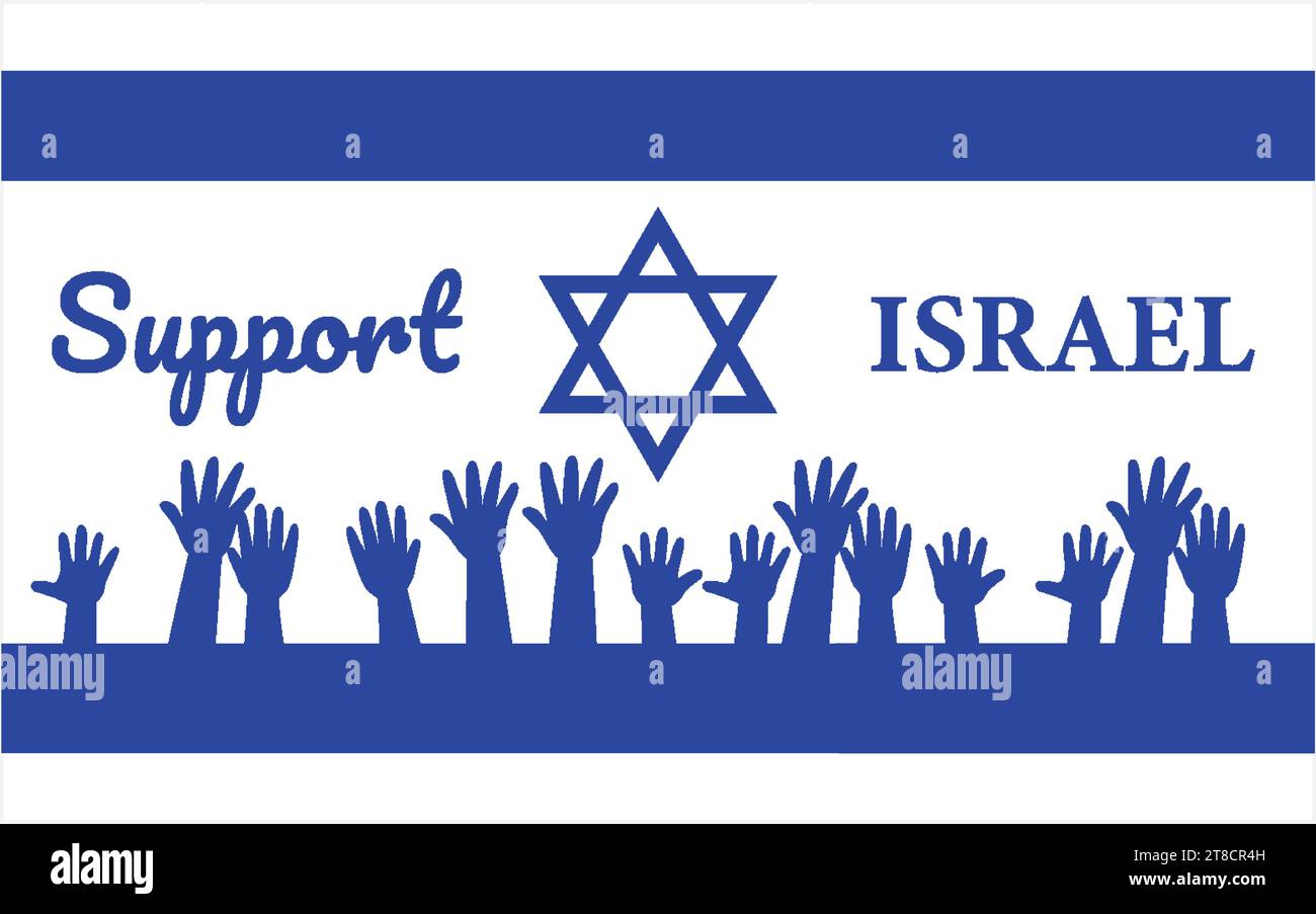 Illustrated banner with Israel flag and hands symbolizing peace and ...