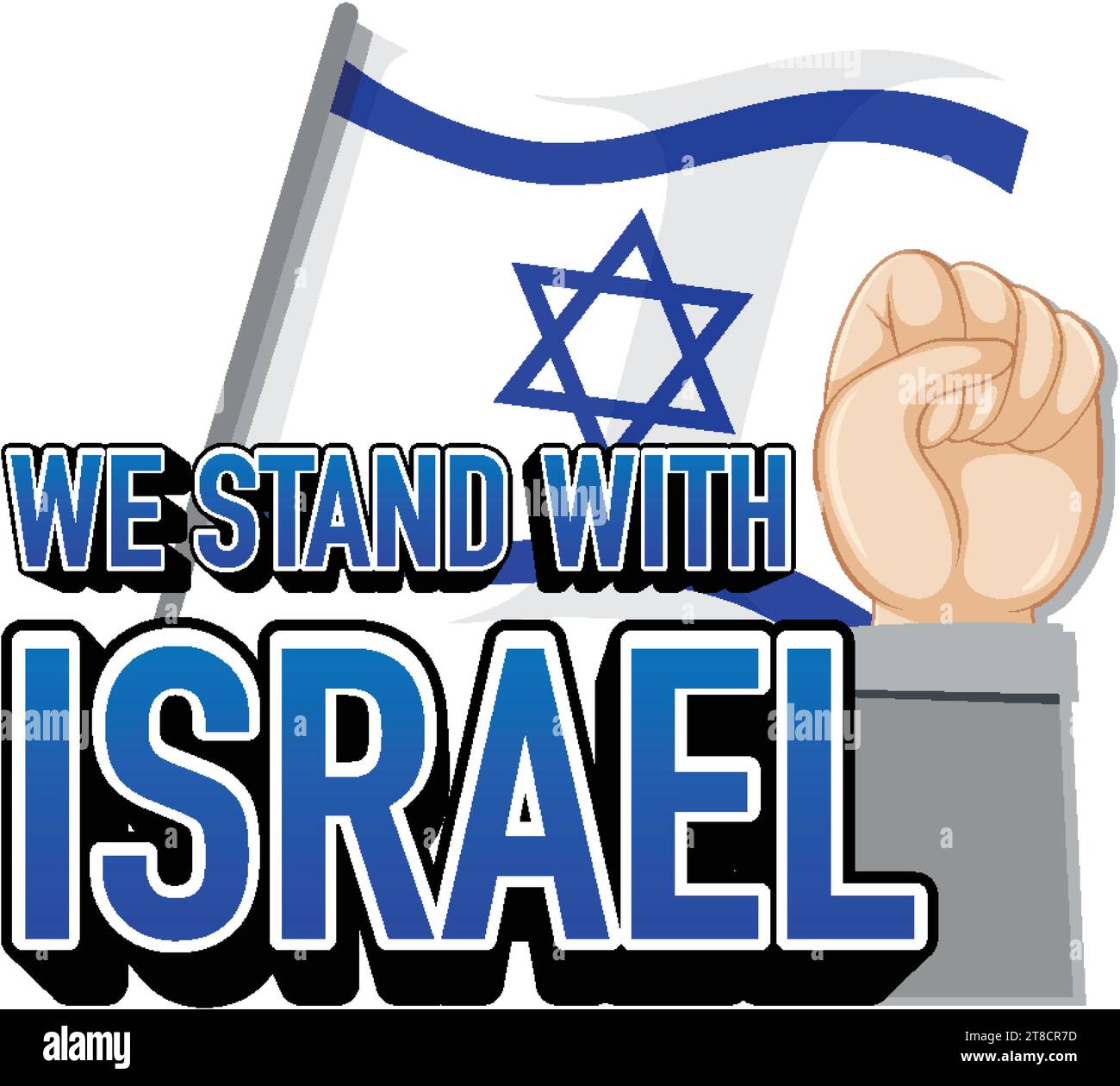 Illustrated cartoon-style image showing support for Israel with a text ...