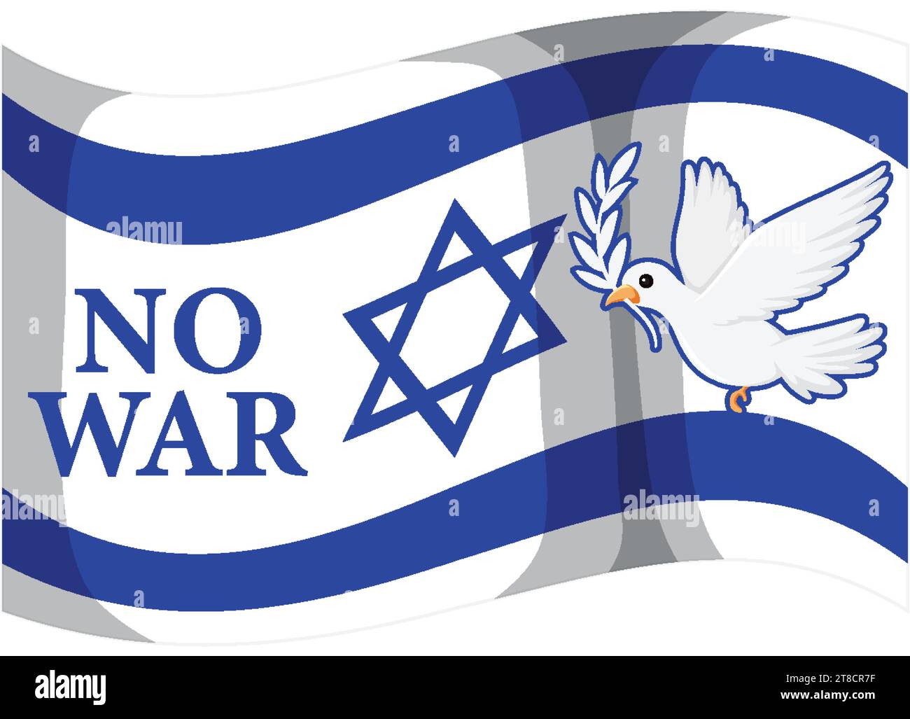 Illustration of Israel flag with peace sign, promoting peace and no war ...