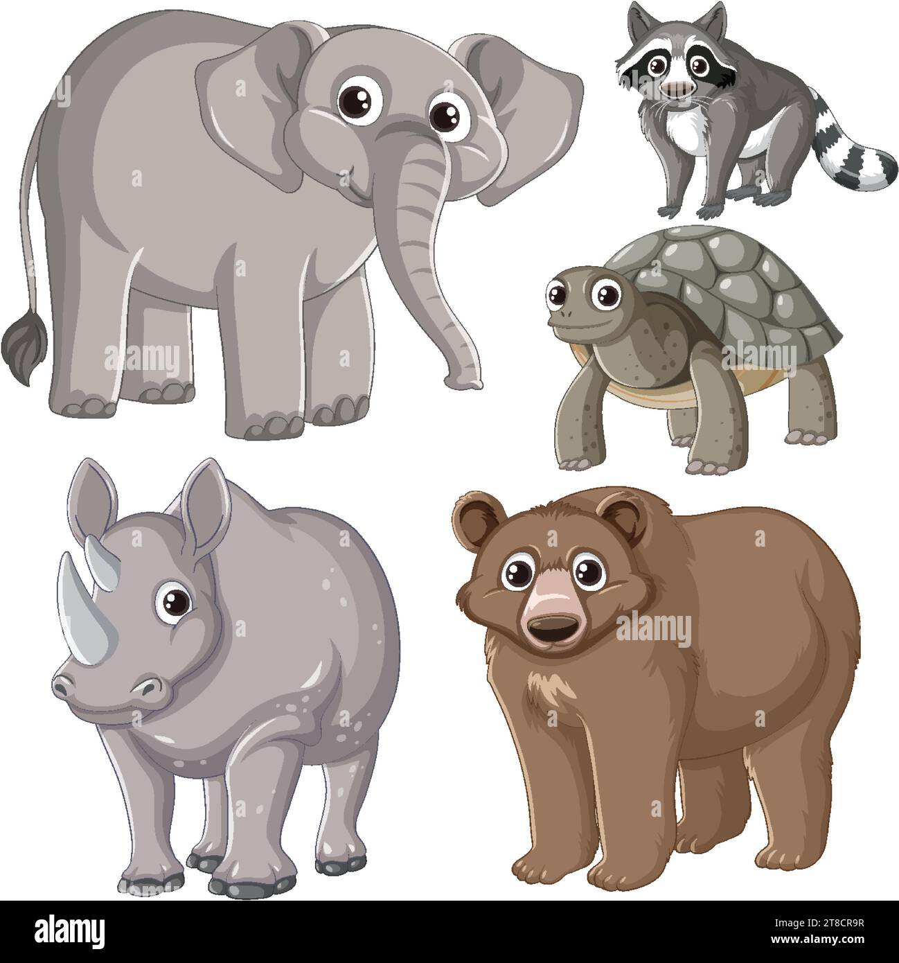 A lively group of wild animals in a vibrant cartoon style Stock Vector ...