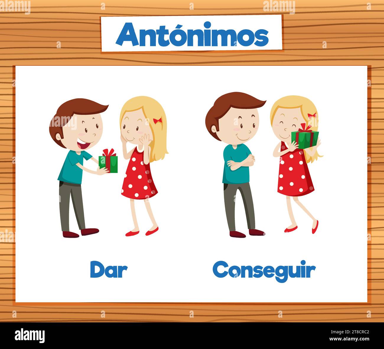 Illustrated word cards in Spanish for education antonyms Stock Vector ...