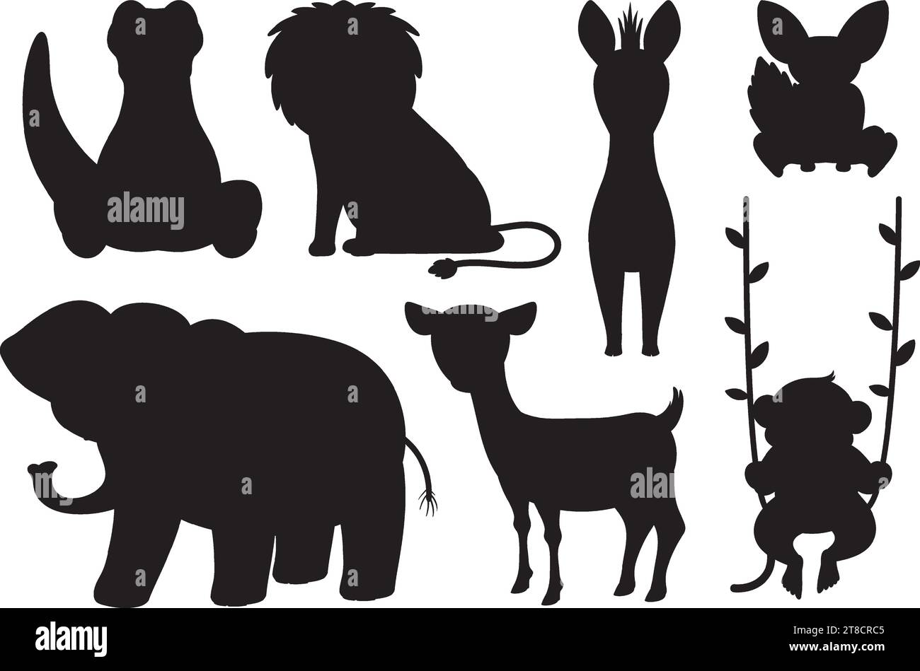 A vector illustration featuring a group of wild animals in a simple ...