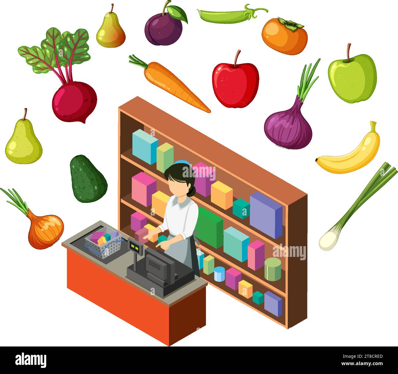 Woman working as a cashier Cut Out Stock Images & Pictures - Alamy