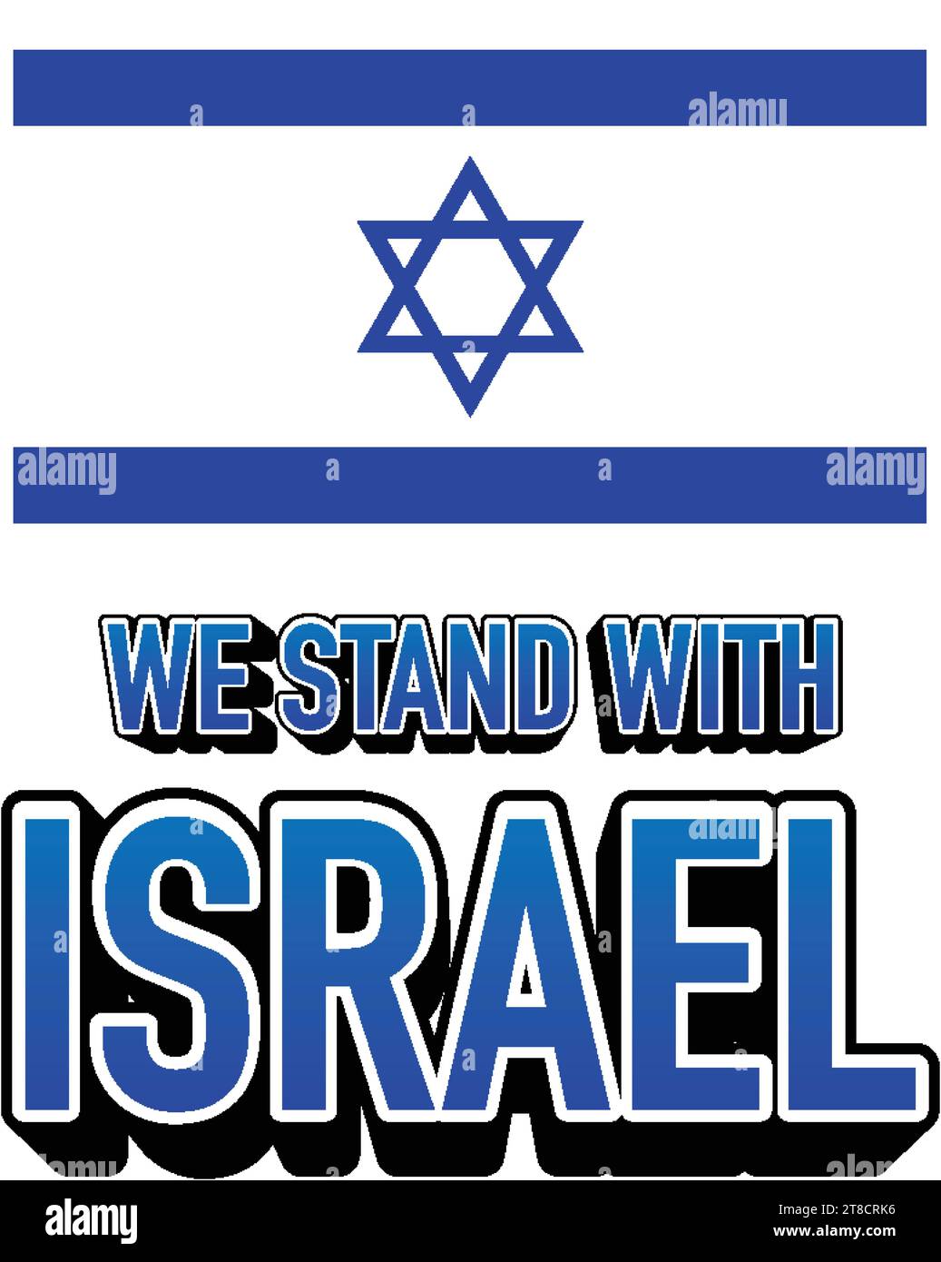 Illustrated vector image showing support for Israel with text banner ...
