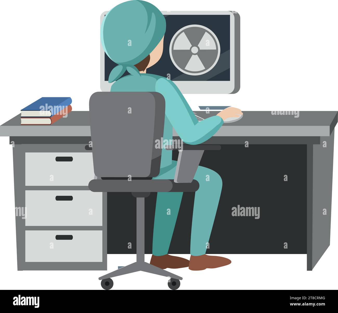 Cartoon doctor computer desk Cut Out Stock Images & Pictures - Alamy