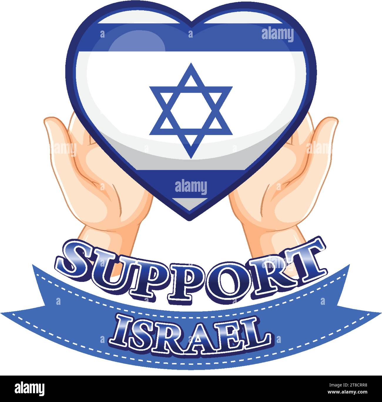 Vector cartoon illustration of a heart-shaped flag icon with a hand ...